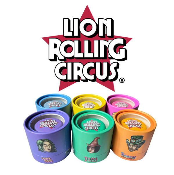 Lion Rolling Circus Glass Metal Grinder 3-part light blue | Near Dark Shop