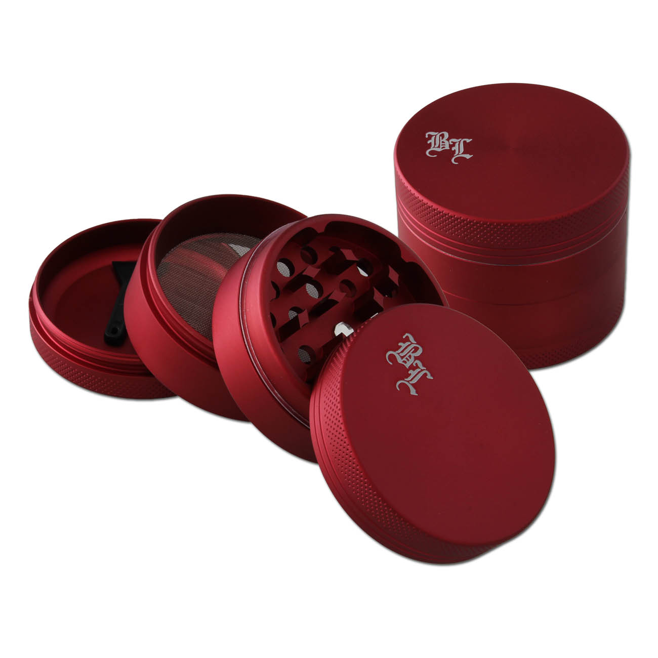 Black Leaf Aluminium Grinder 4-part satin matt | Near Dark Shop