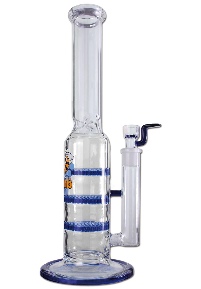 Black Leaf Glass Bong with Triple HoneyComb | Near Dark Shop